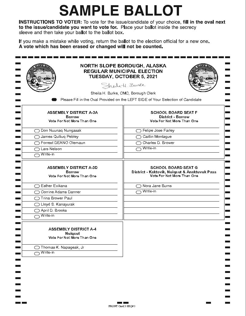 NSB Sample Ballots - The North Slope Borough